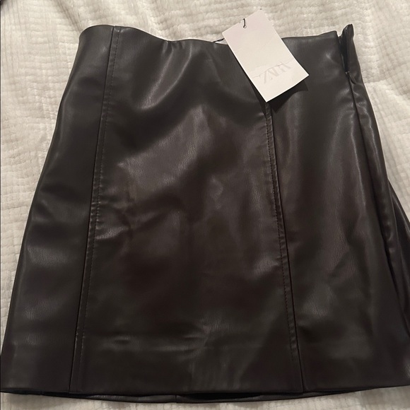 Zara | Skirts | Zara Chocolate Leather Mini Skirt | Poshmark